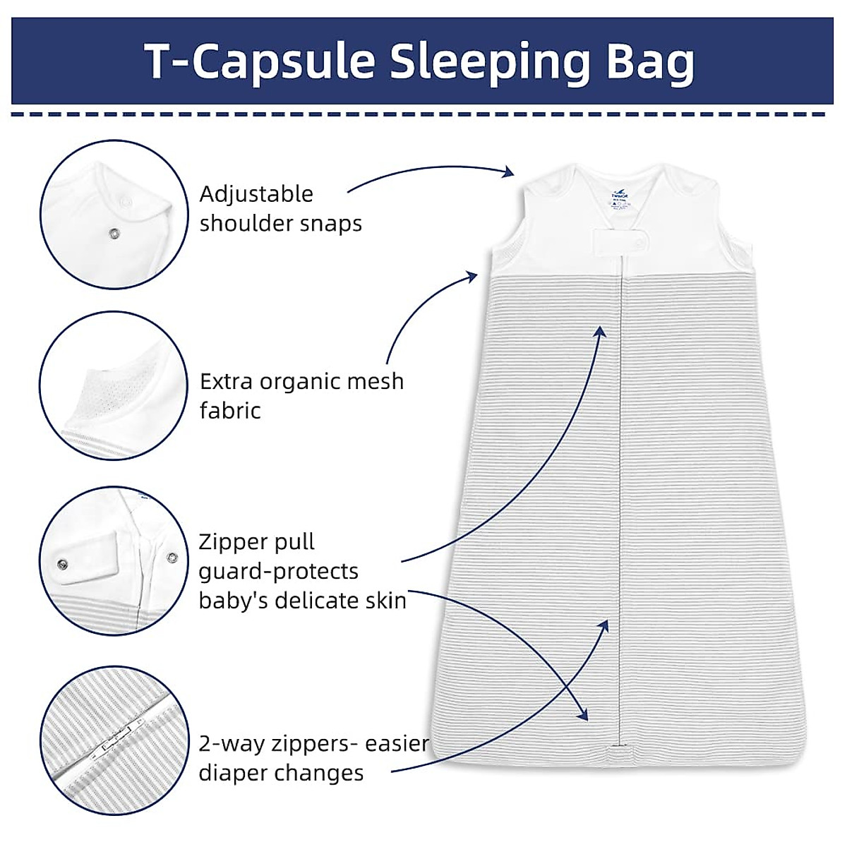 TWINOR Warm Quilted Baby Sleeping Bag, 2.5Togs Super Soft Wearable Blanket with 2-way Zipper, Fits Newborns and Infants