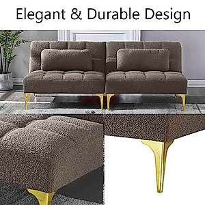 Convertible Sofa Bed, Modern Sleeper Couch with Adjustable Back/Metal Legs/Pillows, Folding Upholstered Loveseat, Sectional Sofa, Memory Foam Living Seat for Apartment/Office/Multi-Functional (Taupe)