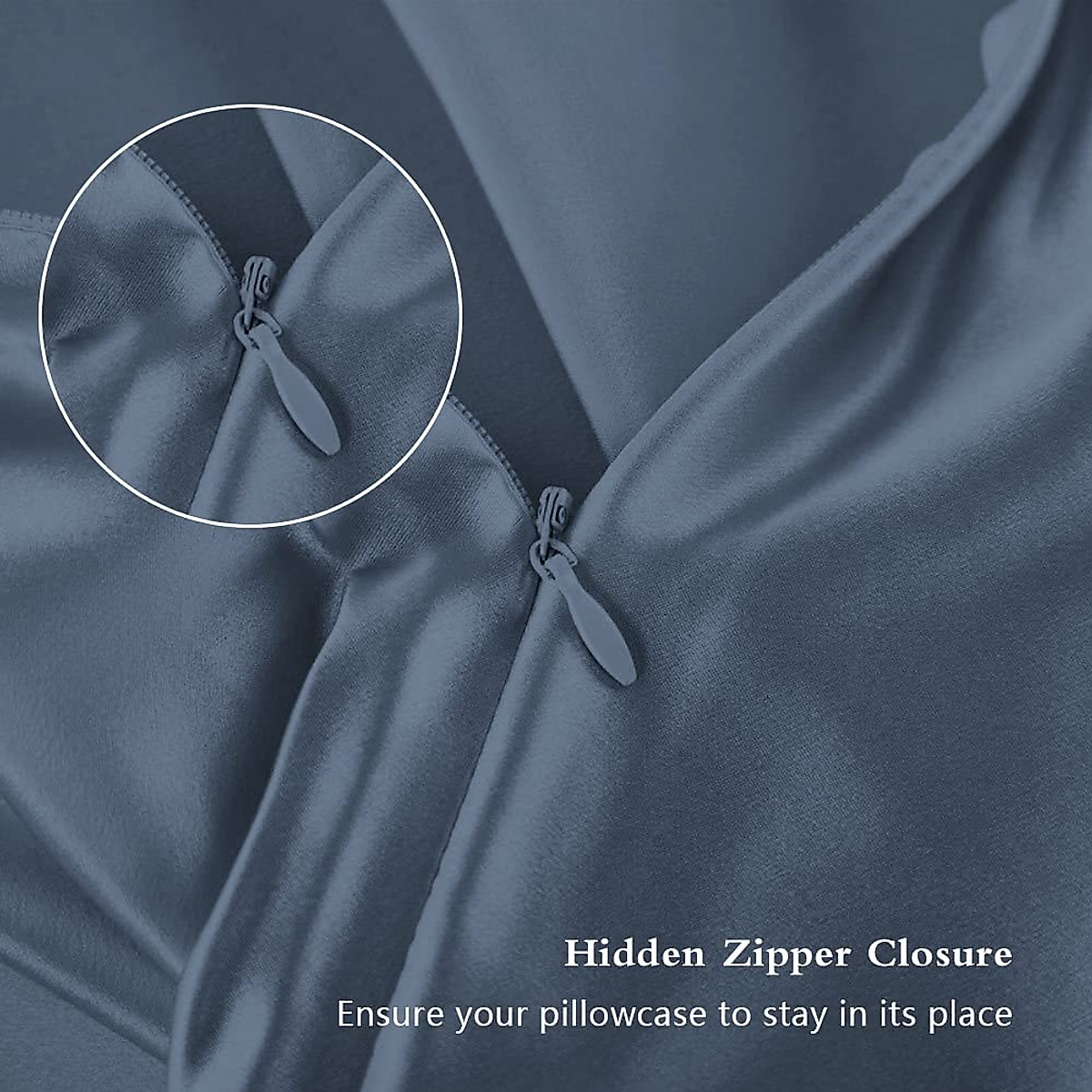 Silk Pillowcase for Hair and Skin, Mulberry Silk Pillow Cases Standard Size, Anti Acne Cooling Sleep Both Sides Natural Silk Satin Pillow Covers with Hidden Zipper, Gifts for Women Men, Ash Blue