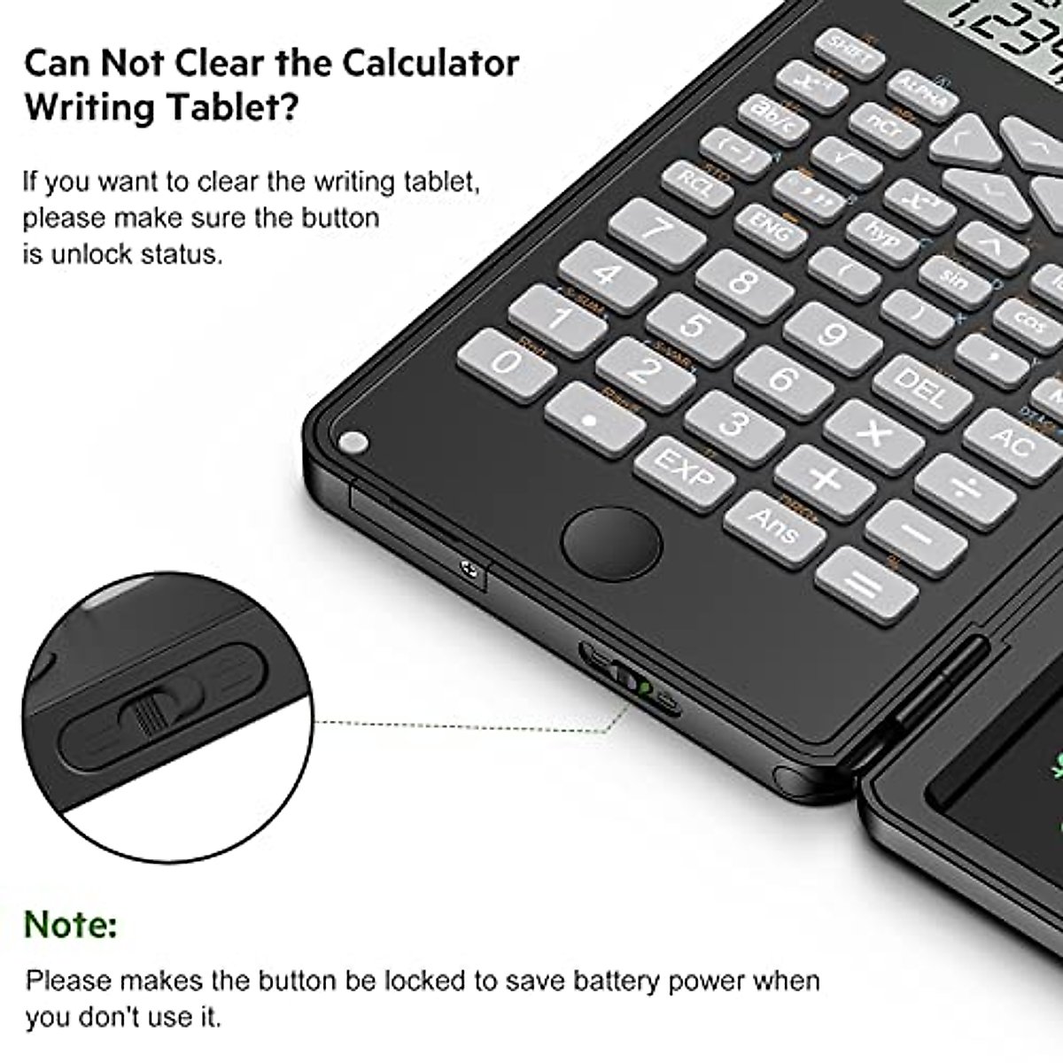 LMAIVE Scientific Calculators, Calculators 12-Digit Calculator with Writing Tablet, Foldable Financial Calculator, LCD Dual Display Desk Calculator Pocket Calculator for School Office