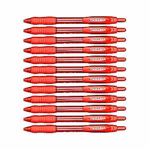 Paper Mate Profile Retractable Ball Point Pen, 1.4mm, Bold Point, Pack of 12 (Red)