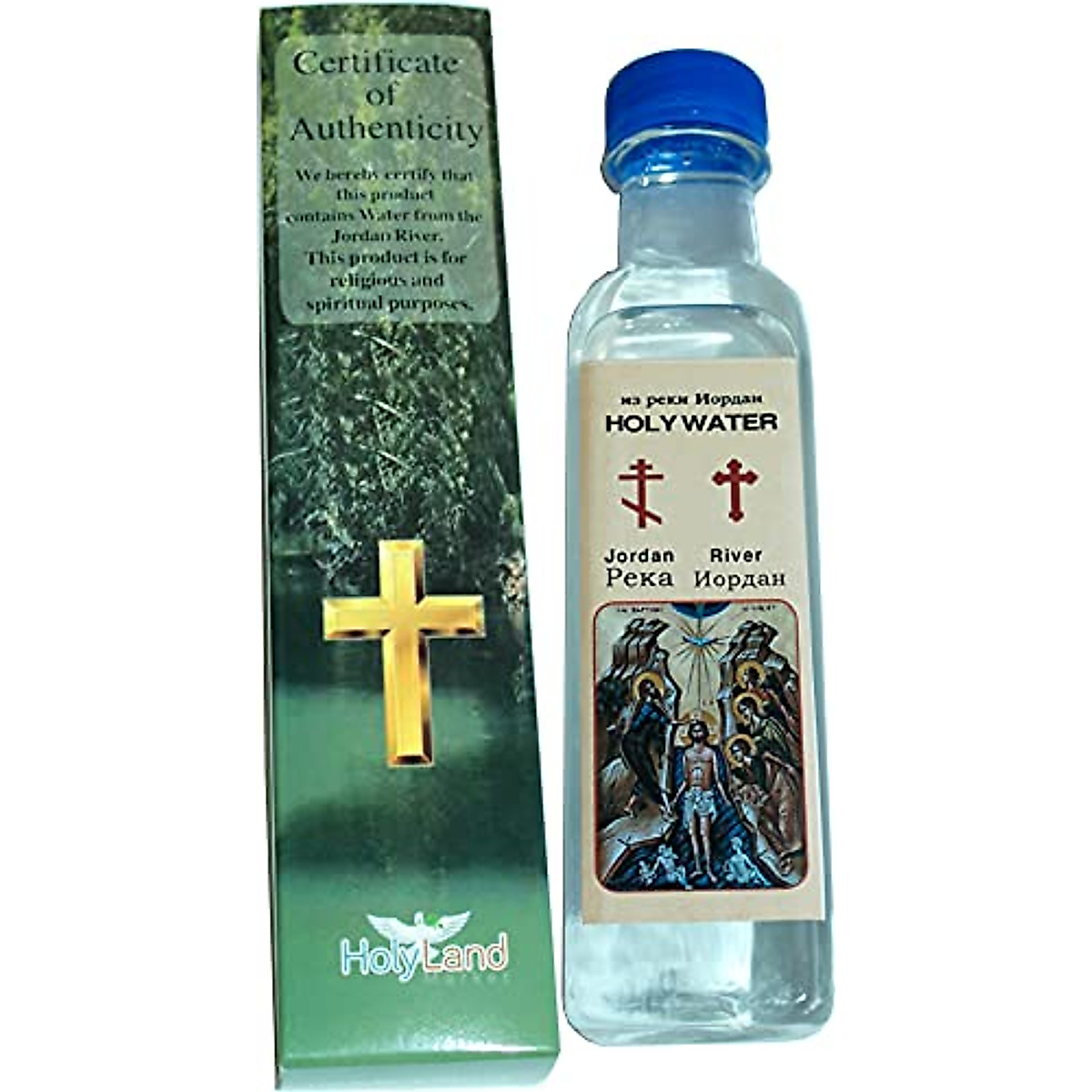 Holy Land Market Authentic Jordan River Baptism of Our Lord Water in Decorative Box (Bottle with Carton)