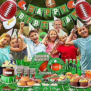 Football Birthday Party Supplies,168pcs Football Birthday Party Decorations&Tableware Set-Football Party Plates Napkins Cups Tablecloth Balloons Banner ect Football Theme Party Supplies for Boys Kids