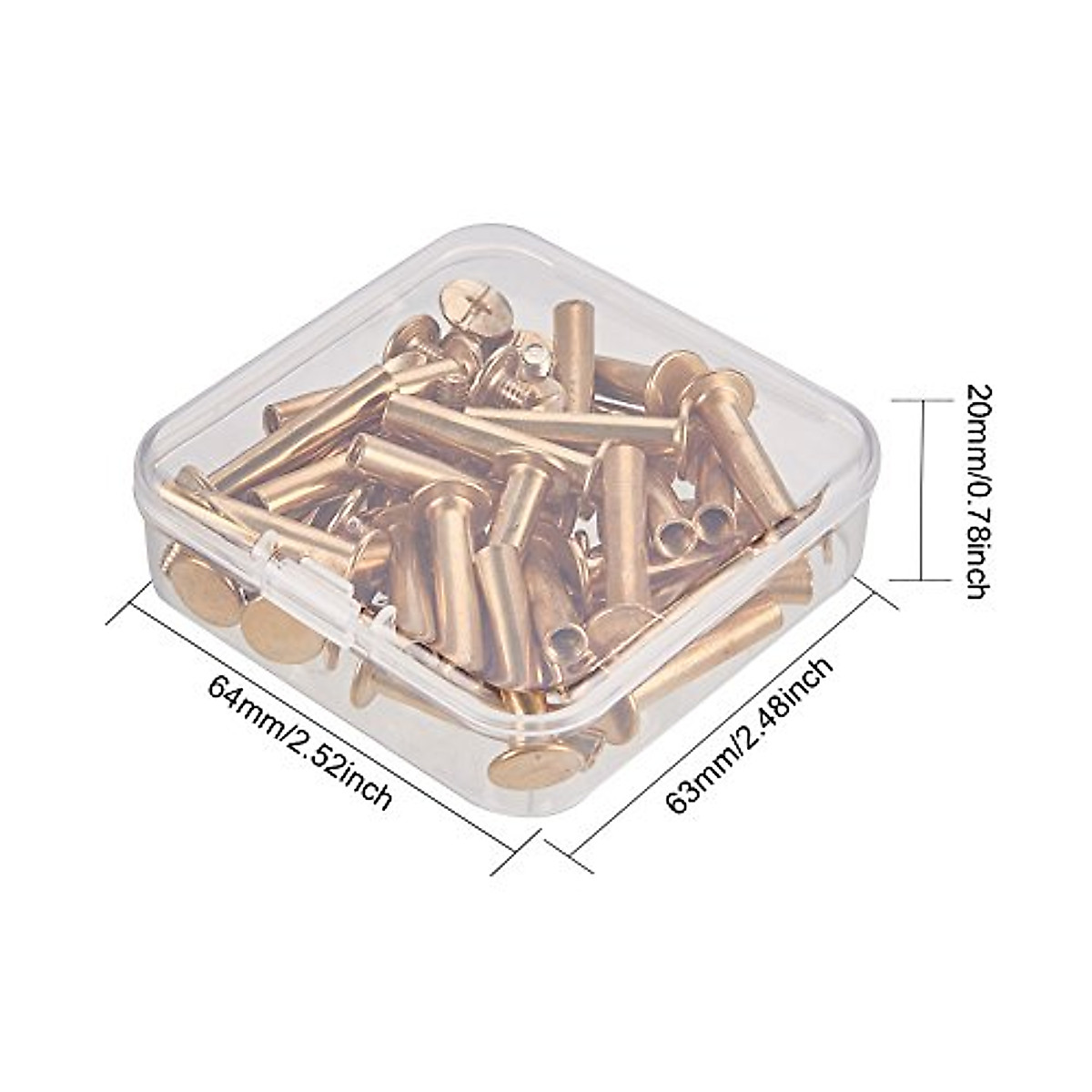 INCREWAY Phillips Screws, 30 Sets 5mm X 25mm Copper Plated Chicago Binding Screws Round Cross Head Stud Screw Posts Nail Docking Rivet Chicago Button, Brass Tone