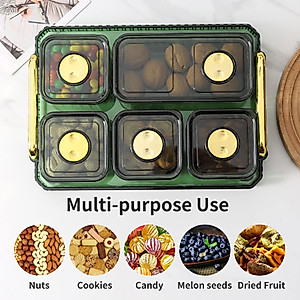 BFU split sealed snack box, covered dried fruit tray, Candy food storage box, split tray, 5 independent snack boxes, cooked food containers, 12 inches