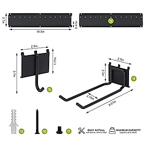 Garage Tool Storage Rack, Heavy Duty Garden Tool Holder Organizer Steel Hooks Wall Mounted Mop & Broom Storage Tool Rack with 7 Hooks Holds Garden Yard Tools,Christmas Gift for Men Dad