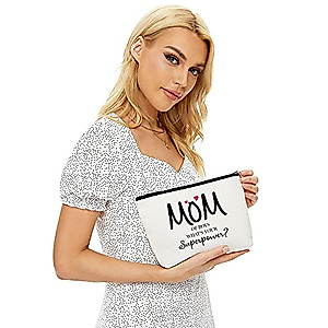 Blue Leaves Mom of Boys What's Your Superpower - Boy Mom Gifts for Women - Funny Mom Birthday, Mothers Day, Thanksgiving, Christmas Gifts for Boymom, Mother of Boys - Makeup Bag Storage bags