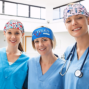 Hotop Non-Slip Elastic Women's Headbands with Buttons - Ear Protection for Nurses, Doctors, Sports - Hair Bands, Head Wraps with Gifts