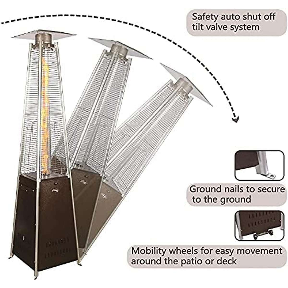 Outdoor Heater Patio Heater - 48000 BTU Commercial Propane Heater Space Heater Floor Standing with Wheels for Bedroom Garden Wedding Party Winter