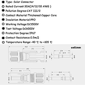 BAYM Metal Wrench 8 Pairs Connector Male and Female Solar Panel Connector 30A 1000V for PV Cable 2.5/4/6mm Solar Panel Connect Spanner Disconnect