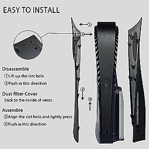 Faceplate for PS5 with Cooling Vents and Dust Filter DOBEWINGDELOU Face Plate Console Cover Replacement Side Plate Shell for PS5 Disc Edition Dustproof Accessories ABS Case Black
