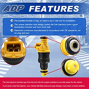 8Pcs Fuel Injector 280150943, 0280150939, 0280150909 - Fits Ford E250, F150, F250, F350, E350, Mustang, Lincoln and Mercury 4.6L, 5.0L, 5.4L, 5.8L Vehicles - Year 1992-2004