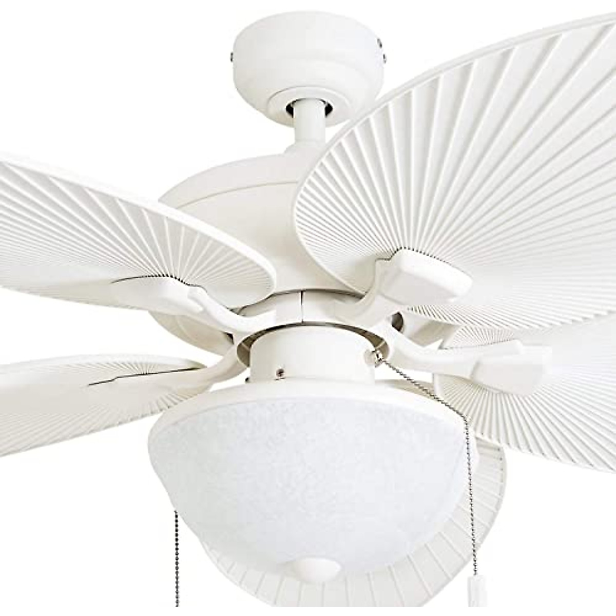 Honeywell Ceiling Fans Inland Breeze, 52 Inch Tropical Indoor Outdoor Ceiling Fan with Light, Pull Chain, Three Mount Options, Weather Resistant Blades - 50511-01 (White)