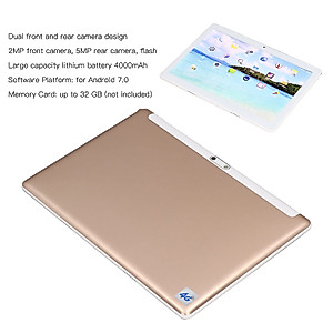 Smart Tablet, 10.1in HD IPS Large Screen, 2G RAM 32G ROM Quad Core, 2MP Front Rear 5MP with Flash, Metal CNC High Gloss Edge Body, 4000mAh Tablet for Android 7.0(USA)