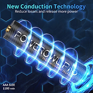 POWEROWL Goldtop Rechargeable AAA Batteries PRO, High Capacity 1100mAh, Premium NiMH Triple A Battery -8 Count