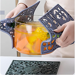 Kalsreui Silicone Trivets for Hot Dishes, Square Trivet Hot Pads for Kitchen Counter, Trivet Mat for Hot Pots and Pans, Heat Resistant Mat for Quartzs, Kitchen Tabletops Pot Holder Set 3 Navy Blue