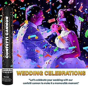 Confetti Cannon Party Poppers [6 Pack], Gift 3 Magnetic Photo Frames, Multicolor Biodegradable Confetti Shooters for Wedding, Birthday, Party, Graduation Celebrations, New Year’s Eve