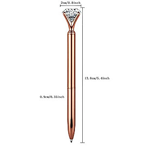 MengRan Pen + 5 Refills Rose Gold Pen with Big Diamond/Crystal -Metal Ballpoint Pen Rose Gold Office Supplies -Black Ink (rose gold)
