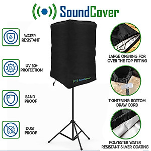 15 Inch PA/DJ Lightweight Powered Speaker Cover Bag in Black for Stand Mounted Speakers - Over the top fit, Water Resistant (not Waterproof), 50 UV Protection - Check Dimensions Before Ordering!