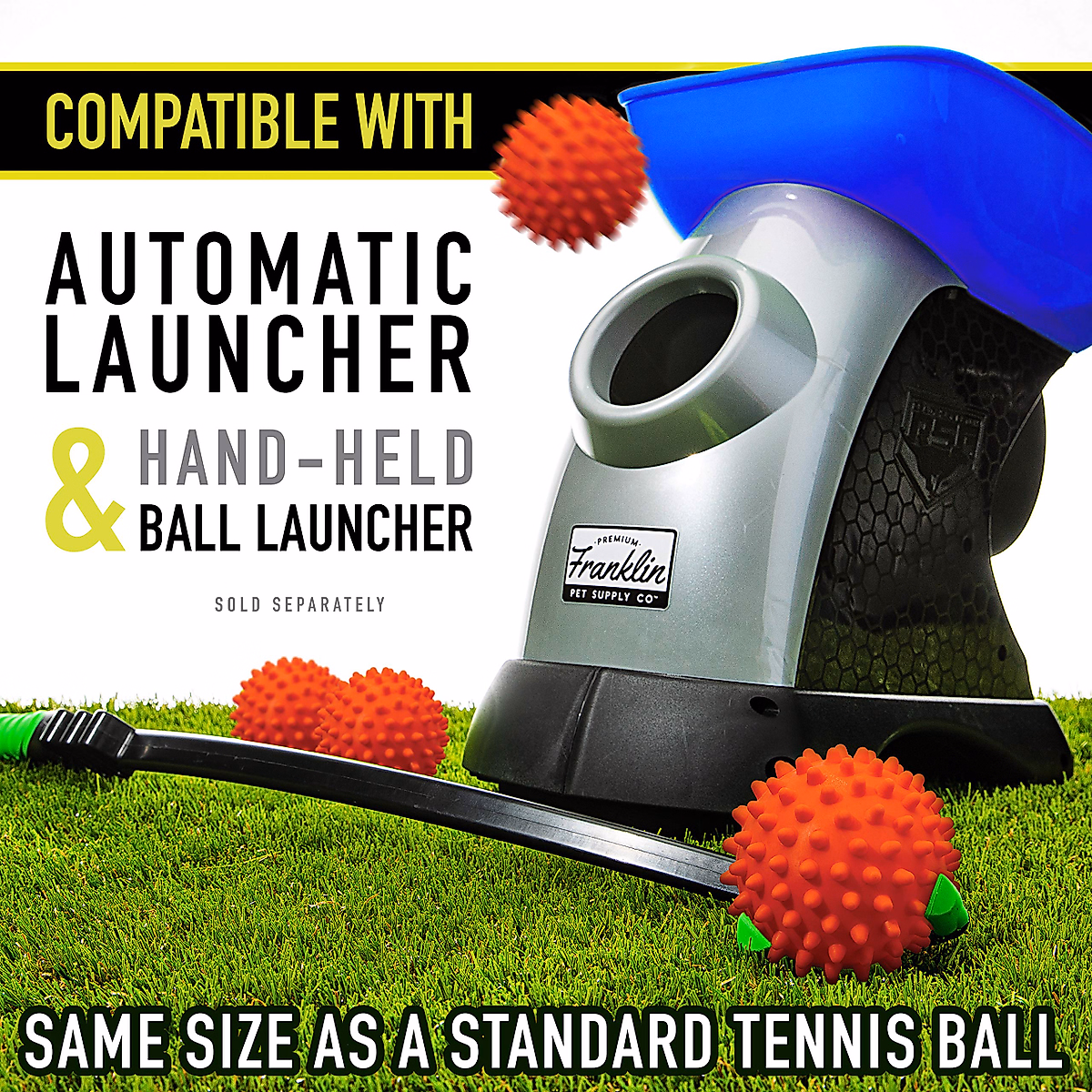 Franklin Sports Ready Set Fetch All Weather Ball - Launcher Ball - Slobber and Water Resistant,Orange