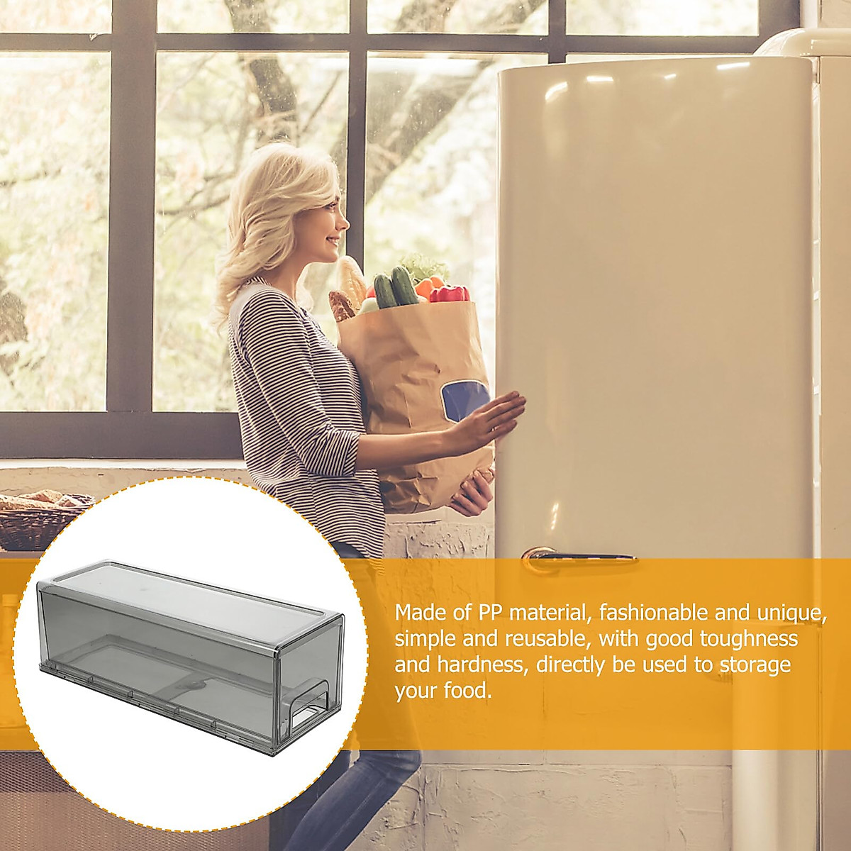 Kichvoe plastic storage drawers plastic containers plastic drawers fridge storage containers fruit container vegetable container fridge drawers pull out pp Storage Box refrigerator