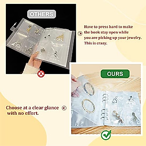 Transparent Jewelry Storage Book with Anti-Oxidation Pockets, Jewlwey Organizer Album New Generation, Various Sized Grid, Detachable, for Earrings, Necklace, Stud, Bracelets, and Rings for Travel