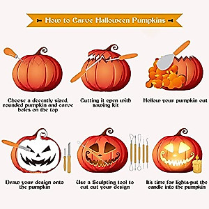 Halloween Pumpkin Carving Kit,13 Pieces Professional Stainless Steel Pumpkin Carving Tools Kit with 8 Carving Stencils Carrying Case-Carve Jack-O-Lanterns Halloween Decorations DIY