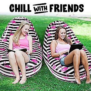 Inflatable Deck Chair | Blow Up Chair | Blow Up Lounge Chair | Inflatable Pool Lounger | Inflatable Poolside Chairs 2 Pack | Flamingo Print | Portable Inflatable Seats for Lounge | Indoor/Outdoor Use