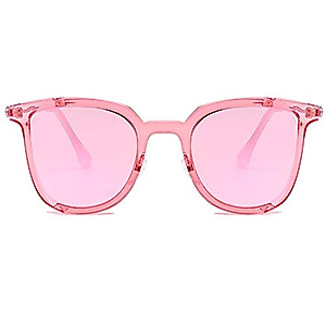 Polarized Sunglasses Retro Personality Sunglasses Men and Women Tide Fashion Color Lens Sunglasses (Pink Frame Barbie Pink Lens)