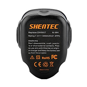 Shentec 2 Pack 3000mAh 7.2V Battery Compatible with Dewalt DW9057 DE9057 DE9085 DW920K DW920K2 DW925K DW925K2 DW968K, 7.2V Ni-MH Battery