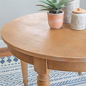 Linon Avalon Wood Round Dining Table in Light Brown