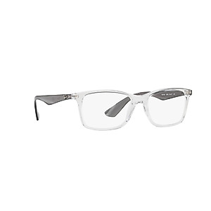 Ray-Ban RX7047 Rectangular Prescription Eyeglass Frames, Transparent on Grey/Demo Lens, 56 mm