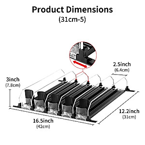 Drink Organizer for Fridge, Self-Pushing Soda Can Dispensers, Width Adjustable, 12oz 16oz 20oz Refrigerator Drink Organizer for Fridge-Holds up to 20 Cans (5 Row,12.2 Inch)