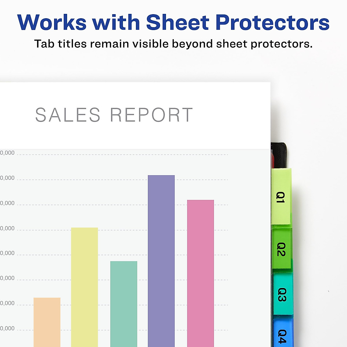 Avery Dividers for 3 Ring Binders, 8-Tab Binder Dividers, Plastic Binder Dividers with Pockets, Insertable Big Tabs, Multicolor, 1 Set (11903)