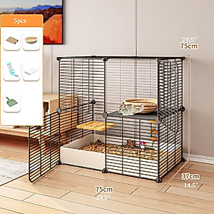 Rat Cage, Guinea Pig Cages, Chinchilla Cage Pet Cages Small Animal Playpen for Indoor Outdoor Use, Expandable Small Animal Playpen Indoor Rabbit Hedgehog Chinchilla Cage Diy Metal Grids ( Size : 5pcs-