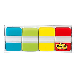 Post-it Tabs, 1 in Solid, Aqua, Lime, Yellow, Red, 22/Color, 88/Dispenser (686-ALYR1IN)
