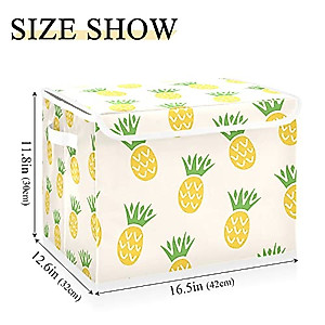 Kigai Cute Pineapple Storage Baskets for Shelves Foldable Closet Basket Storage Bins with Lid for Clothes Home Office Toys Organizers