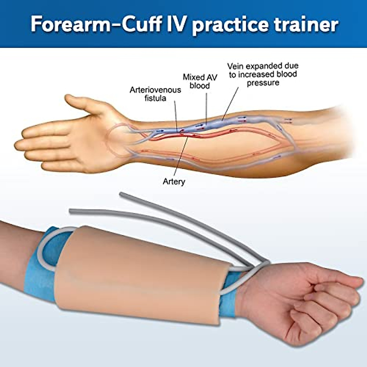 SimCoach Phlebotomy and Venipuncture Practice Kit, Wearable IV Practice Trainer Kit, IV Start Kit for Medical Education, Fit-on Intravenous Injection Simulator, Nursing School Essentials