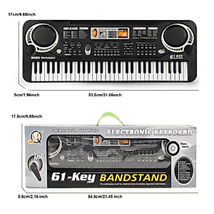 61 Key Digital Music Piano Keyboard for Kids,Portable Electronic Musical Instrument,Multi-function Keyboard with Microphone Gifts for Boys and Girls