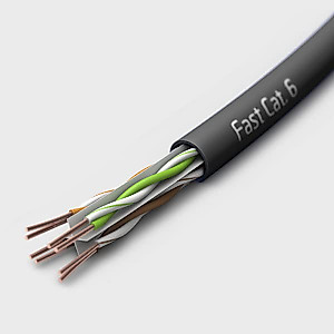 fast Cat. Cat6 Direct Burial Outdoor Ethernet Cable 1000ft - Waterproof Cat6 Cable with 23AWG Solid Copper Conductors - CMX, UTP 550MHz, PoE++ (4PPoE), ETL & UL Listed, Bulk Ethernet Cable (Black)