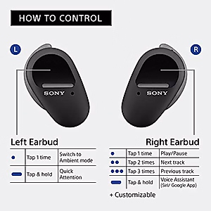 Sony WF-SP800N Truly Wireless Sports In-Ear Noise Canceling Headphones with Mic For Phone Call And Alexa Voice Control, Black