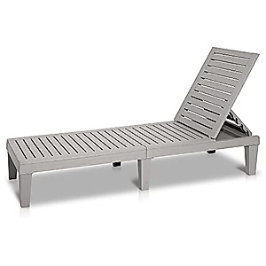 SereneLifeHome Adjustable Outdoor Patio Chaise Lounge - Marine Grade Water Resistant Durable Reclining Lounger, Fire Pit with 5-Position Multi-Level Backrest Adjustment, SLLOUNG70