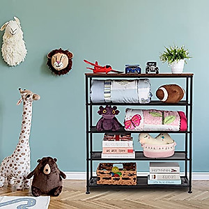 UHSTORAGE Shoe Rack Organizer, [Stable & Solid] Heavy Duty Shoe Shelf Rack for Entryway, 5 Tier Shoe Storage Metal Cabinet for Closet Hallway Bedroom Entryway, Holds 20-25 Pairs, Brown and Black