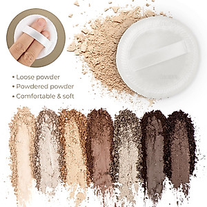 AUEAR, 10 Pack Powder Puffs Washable Pure Cotton Round Makeup Pads 2.36 Inch Cosmetic Face Powder Puff with Ribbon for Loose Foundation (White)