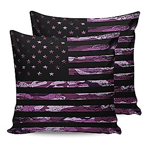 Funnywall88 Waterproof Throw Pillow Covers Set of 2 Independence Day Camo American Flag Patriotic Couch Pillow Cases Outdoor Sofa Cushion Cover Home Decor for Bed Living Room, 16" x 16"
