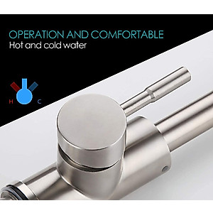 Faucet Bathroom Kitchen Faucet Lead-Free Stainless Steel Brushed Nickel,Bar Sink Faucet Tap Small Mini Kitchen Bath Faucet Farmhouse Vanity Sink Lavatory Single Hole Faucets,External Welding ( Size :