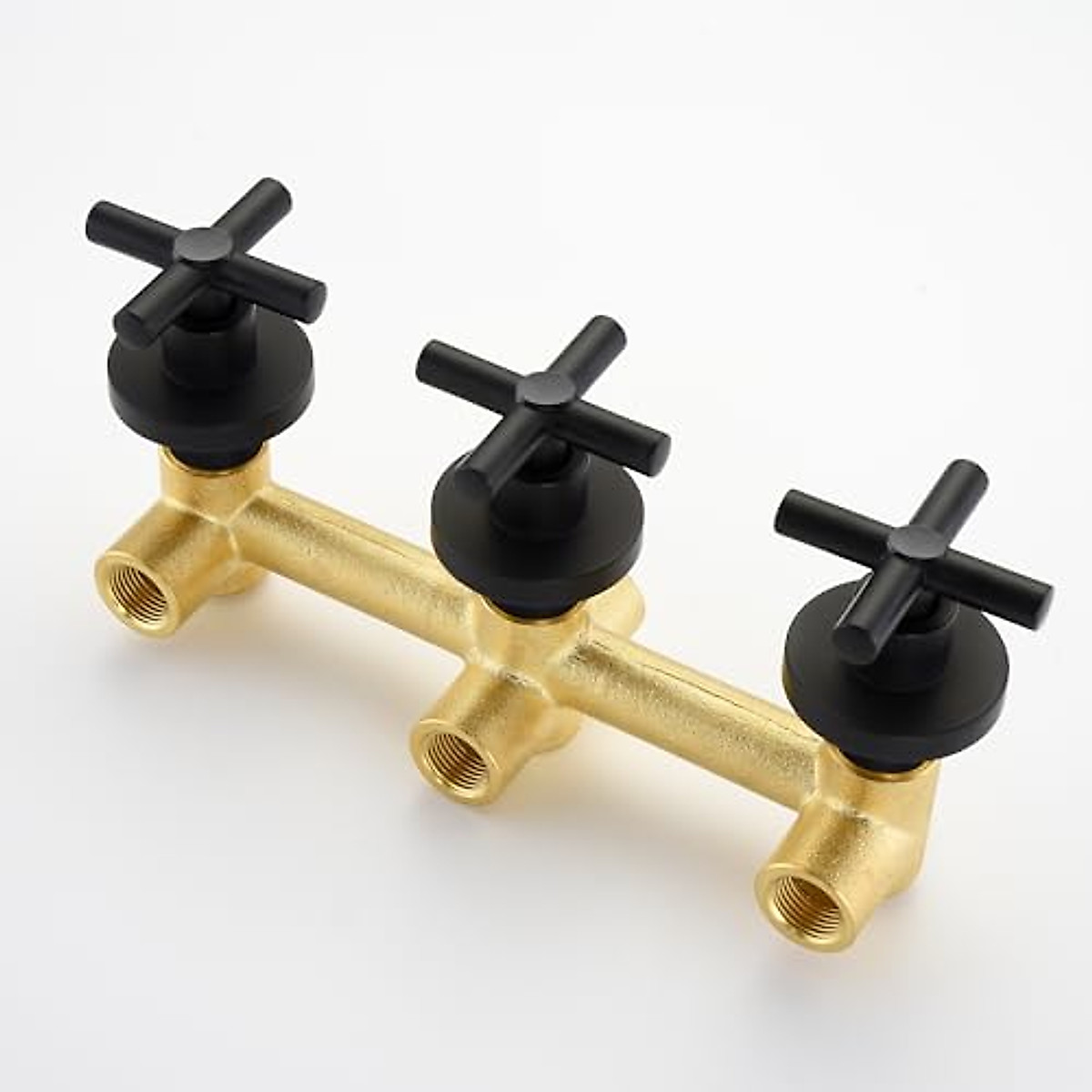 3 Handle Tub Shower Faucet,Matte Black Bathtub Faucet Set with Waterfall Tub Spout,Tub and Shower Trim Kit with Valve,SUMERAIN