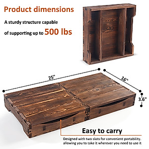 Triceratops Wooden Platform Step Stool for Adults and Kids, Heavy Duty Pine Wood High Riser Step Stool, Wooden Mobility Stepping Stools for Handicap, Bed, Bathroom, Garden, Holds up to 500Lbs