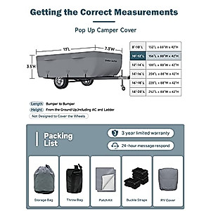 Tent Trailer Cover Umbrauto 2023 Upgraded 7 Layers Top Pop Up Camper Covers Waterproof Extra Thick Polypropylene Breathable Ripstop Anti-UV Pop Up Folding Trailer Cover Fits 10' - 12' Trailers