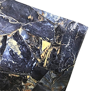 Moyishi Granite Look Marble Gloss Film Vinyl Self Adhesive Counter Top Peel and Stick Wall Decal 15.8"x118" (Dark Blue)